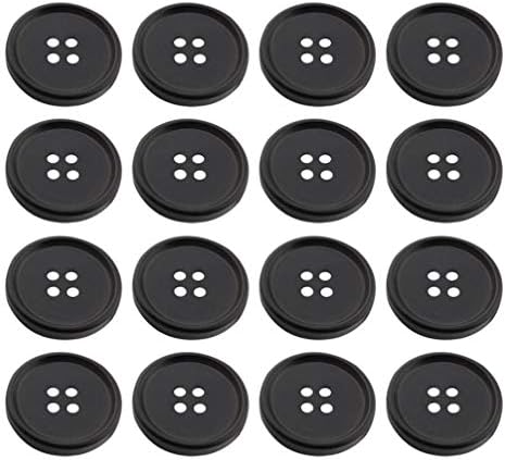 Packet of 20 x Black Resin 20mm Round Buttons 4 Hole : Amazon.co.uk ...