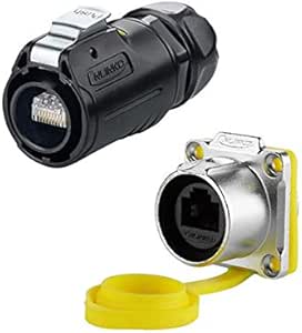 CNLINKO RJ45 Ethernet Industrial Circular Connector, Male Plug & Female ...