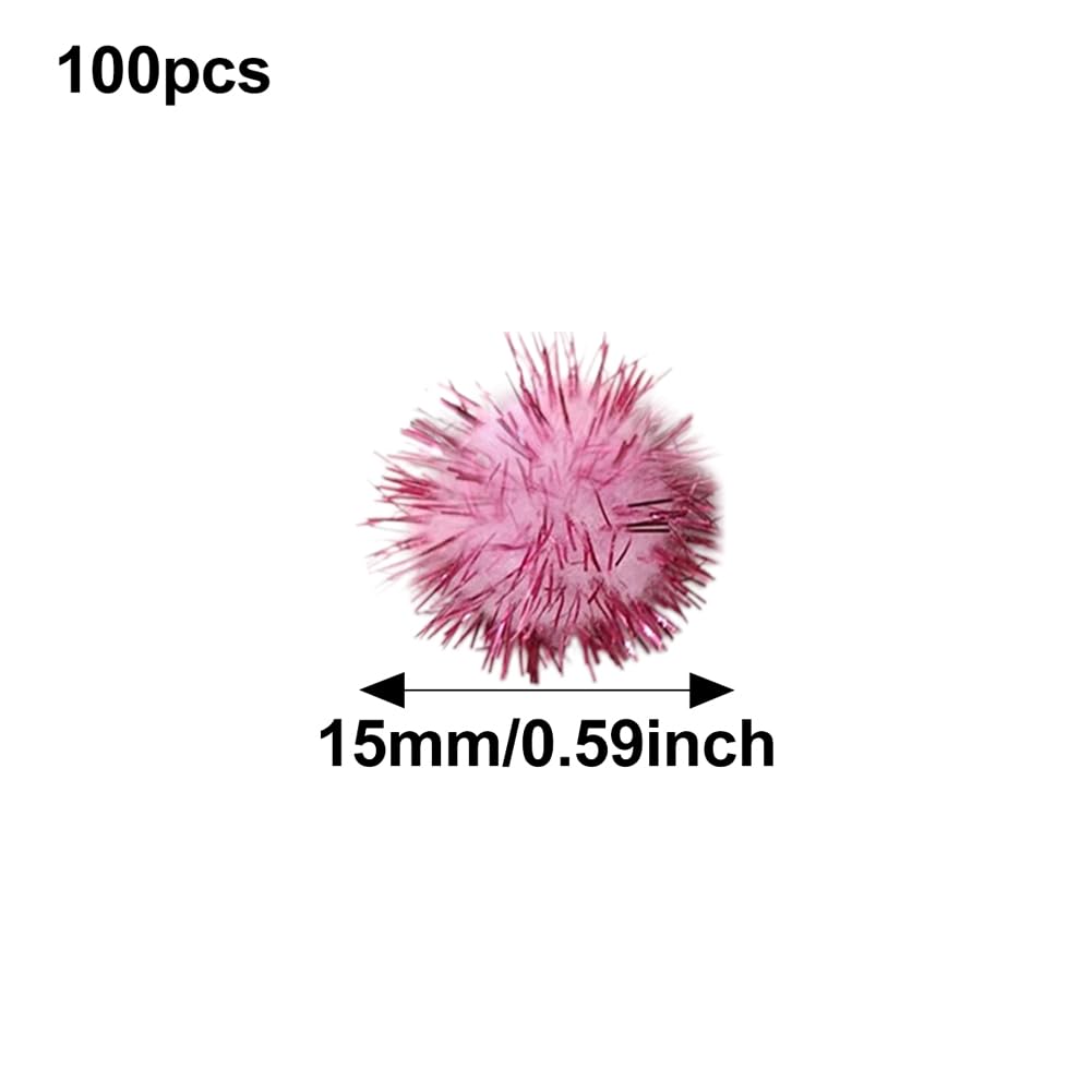 Pompoms For Crafts 100 Pcs 15mm Glitter Pom Pom Balls - Fluffy Craft ...