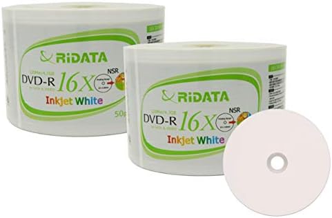 Amazon.com: 100 Pack Ridata DVD-R 16X 4.7GB 120 Min White Inkjet Hub Printable Blank Data Video ...