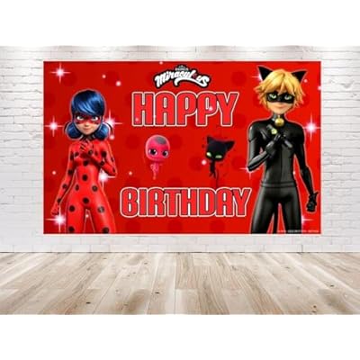 5x3 FT Miraculous Ladybug Backdrop ldyyquourait عمان | Ubuy