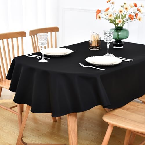 Amazon.com: NEWISHER Black Oval Tablecloth 60x84 inch, Heavy Duty ...
