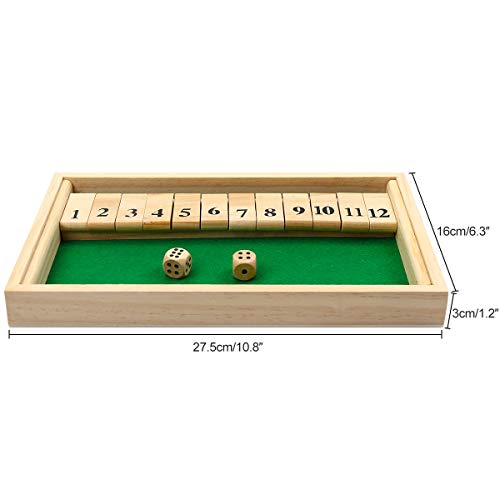 Snapklik.com : Bouti1583 Shut The Box Game Wooden, Classic 12 Number ...