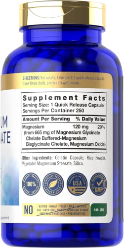 Buffered Magnesium Bisglycinate 665 mg | 250 Capsules | Chelated ...