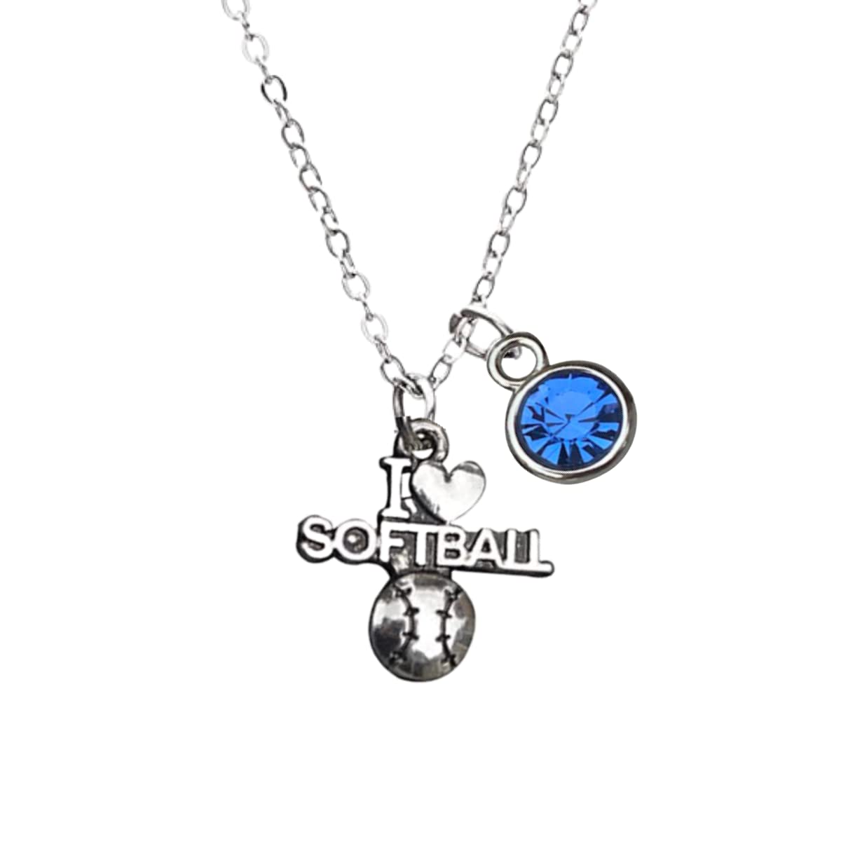 Amazon.com: Personalized Love Softball Necklace with Birthstone Charm ...