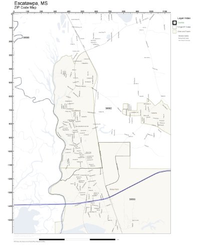 Amazon.com : ZIP Code Wall Map of Escatawpa, MS ZIP Code Map Not ...