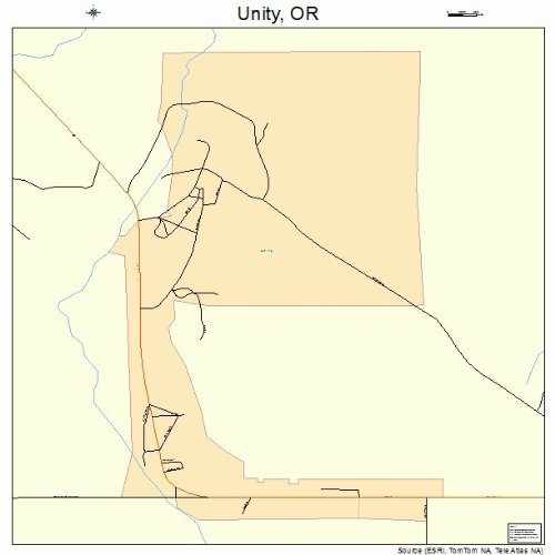 Large Street & Road Map of Unity, Oregon OR - Printed poster size wall ...