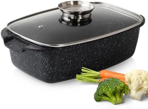 Moss & Stone Die Cast Aluminum Oval Roaster Pot 15-Inch, Induction ...