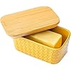 Amazon.com | Hasense Ceramic Butter Dish with Sealing Lid, Large Yellow Butter Container for ...