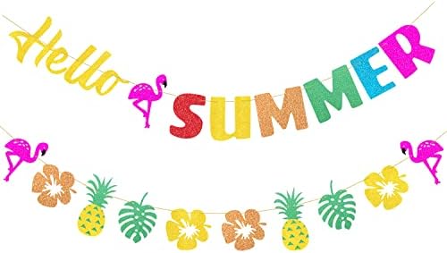 Amazon.com: Hello Summer Banner, Glittery Hello Sunshine Classroom ...