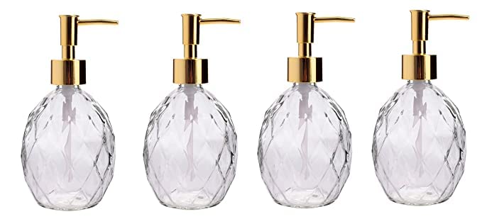 Triyugo Clear Glass Round Crystal Diamond Design Refillable Soap ...