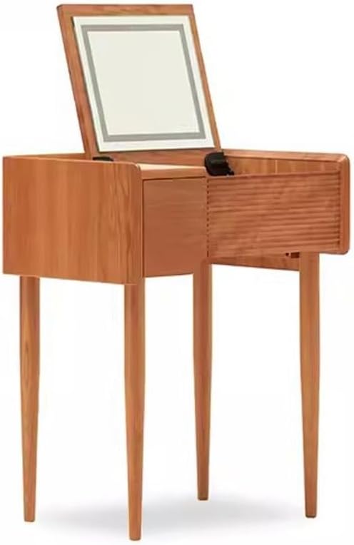 Dressing Table with Folding Mirror, Multifunctional Solid Wood Makeup ...