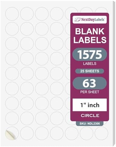 NextDayLabels - 1 Inch Round Labels - Round Sticker Labels for Printer ...