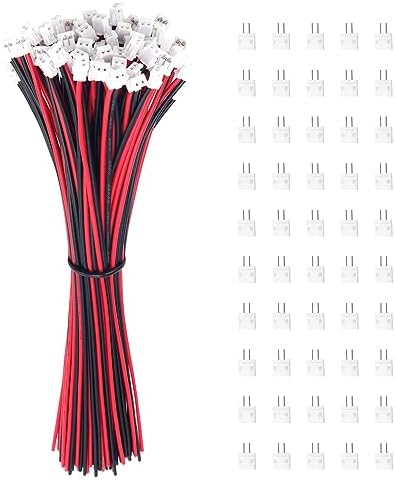 Lyeteung 50 Sets JST 1.5 ZH 2 Pin Steckverbinder, Mini Micro JST 1.5 mm 2-Poliger Stecker mit ...