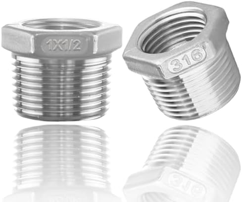 Amazon.com: 316 Stainless Steel Hex Bushing Reducer, 1" NPT Male to 1/2 ...
