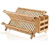 Amazon.com - NOVAYEAH Bamboo Dish Drying Rack-2 Tier, Collapsible Small ...