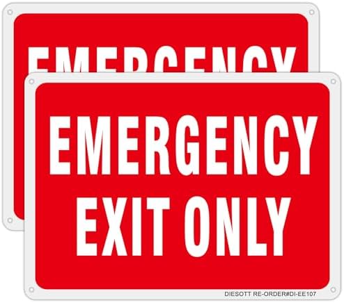 2 Pack Emergency Exit Only Signs, 10x7 Inches Aluminum Emergency Exit ...