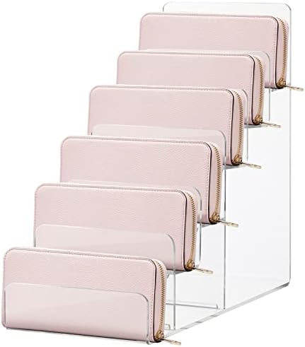 DOITOOL Acrylic Purse Stand- 6 Tier Wallet Display Stand Holder- Clear ...