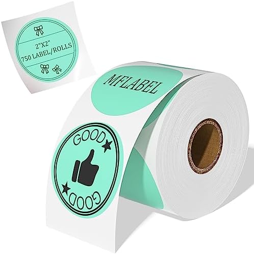MFLABEL 2 Inch Thermal Sticker Labels, Green Round Thermal Labels ...
