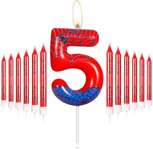 mciskin Personalied Happy 5th Birthday Cake Candles Set,Blue Red with ...