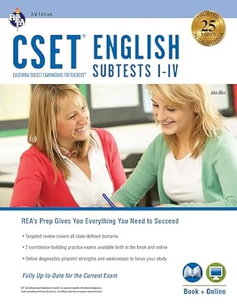 Amazon.com: CSET English Subtests I-IV Book + Online (CSET Teacher ...