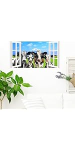 Amazon.com: Funny Cow Wall Stickers 3D Cow Window Wall Decals Peel and ...