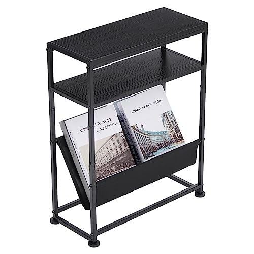Narrow End Table for Small Spaces - Slim Side Table with Magazine ...