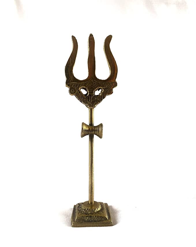 Buy Brass Trishul with Damru for Pooja Trishul Stand (Extra Large ...