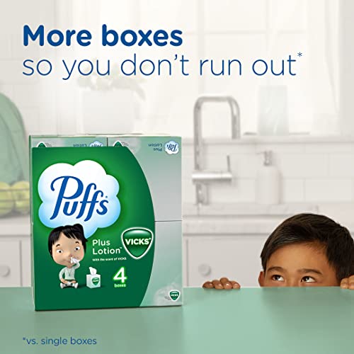 Puffs Plus Lotion with Vicks Facial Tissues, 4 Cubes, 48 Tissues per ...