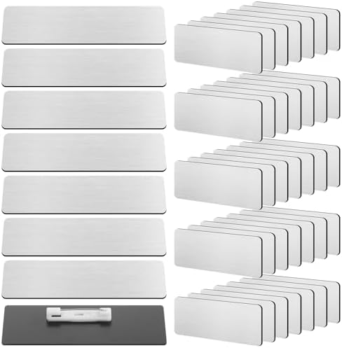 Amazon.com : Geosar 50 Pcs Name Tag Badge Blanks Brushed Round Corners ...