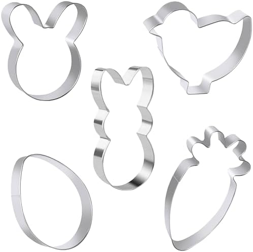 Easter Cookie Cutters Set, 5 Pcs Easter Bunny, Egg, Rabbit, Chick ...
