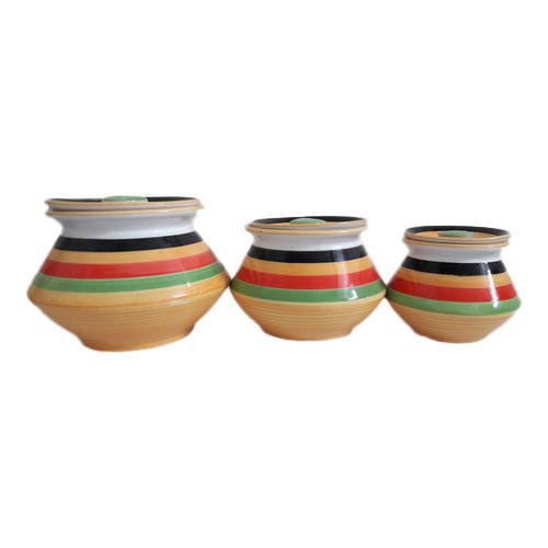 Buy BVA Ceramic Serving Handi Set with Lid (Set of 3) (Hand Painted ...