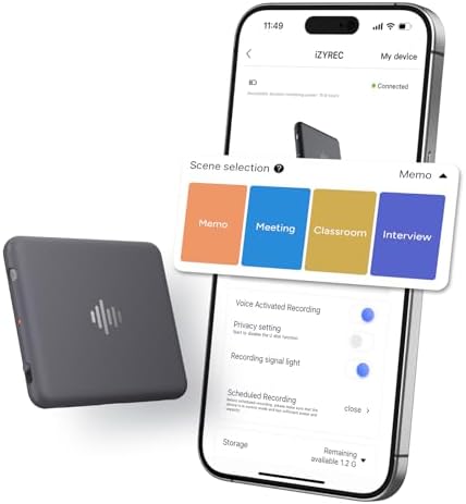 64GB Smart Voice Recorder, iZYREC Voice Activated Recorder with Phone ...