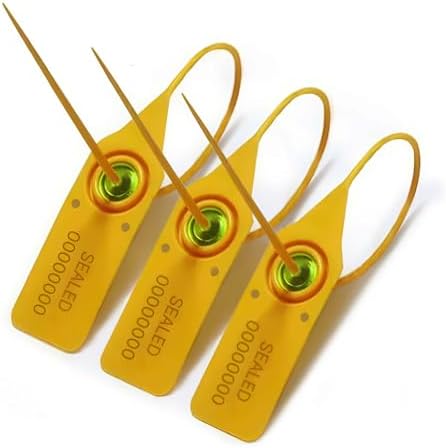 100 X YELLOW SECURITY TAGS NUMBERED PULL TIES SECURE ANTI-TAMPER SEALS ...