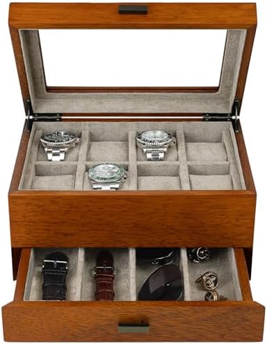 Amazon.com: SYENS Watch Box with Drawer, Large Display Case for 8 ...