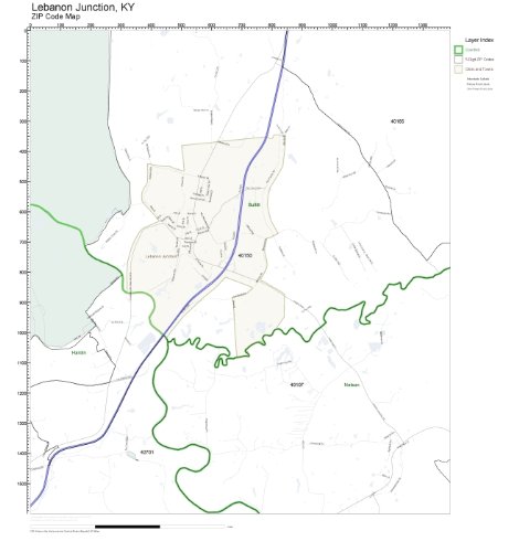 Amazon.com : ZIP Code Wall Map of Lebanon Junction, KY ZIP Code Map Not ...