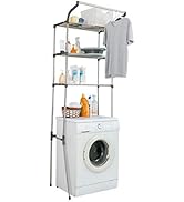 BAOYOUNI 2-Tier Over Washing Machine Storage Shelf Rack Metal Behind ...