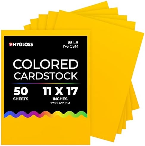 Amazon.com: Hygloss Yellow Bright Colored Cardstock - 11x17-Inch, 50 ...