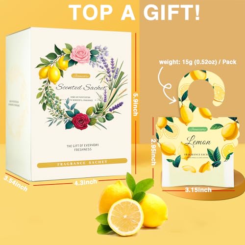 15 Packs Lemon Scented Sachets Bag for Drawers and Closets, Air ...
