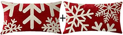 Amazon.com: NIDITW Happy Holidays Snowflakes Falling Red Cotton Linen ...