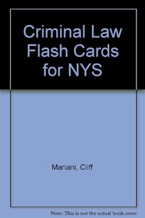 Criminal Law Flash Cards for NYS: Mariani, Cliff: 9780930137212: Amazon ...