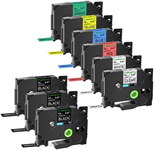 Amazon.com: GREENCYCLE 3PK Black and 6PK Multi Color 12mm Label Tape ...