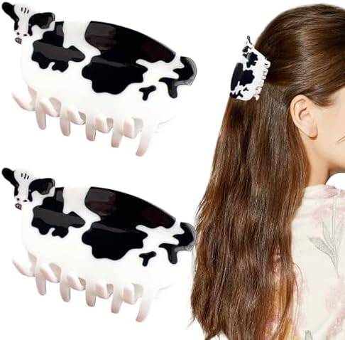 Amazon.com : 2 PCS Cow Shape Hair Claw Clips Acetic Acid Hair Clip Cute ...