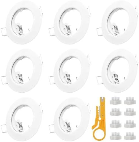 KingYH 8 Pack Recessed Light Frames Set GU10 MR16 Round Recessed ...