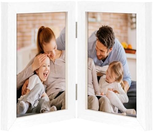 Double/Triple Photo Frame 4x6 Hinged Folding Wood Picture Frame with ...