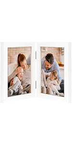 Gatphy Double Sided Photo Frame 4x6 Hinged Folding Wood Picture Frame ...