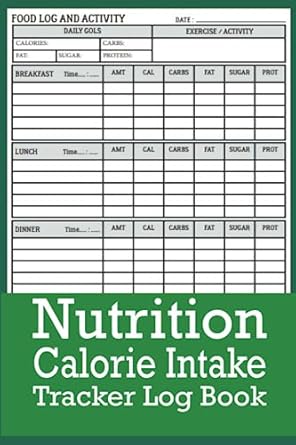 Nutrition Calorie Intake Tracker Log Book: Your Daily Guide to Diet and ...