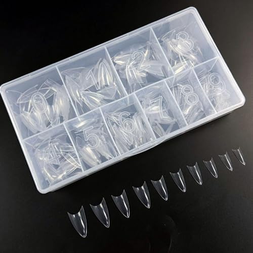 Amazon.com: 500pcs Almond Half Cover Nail Tips - Clear, Acrylic Nail ...