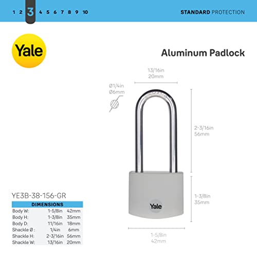Snapklik.com : Yale 2.2 Inch Long Shackle Covered Aluminum Lock