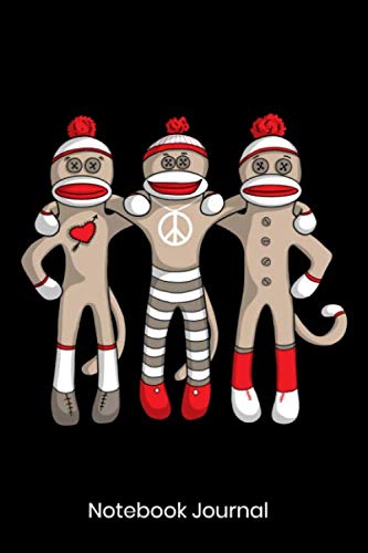 Amazon.com: Sock Monkey Peace Love Friends Hippie Boho Cute Notebook ...